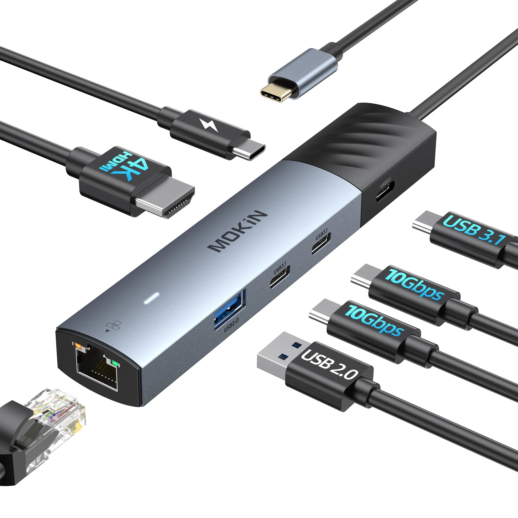 Mokin 7 IN 1 10Gbps Compact USB C Hub Adapter