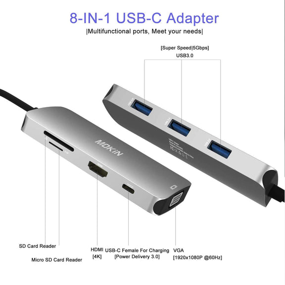 MOKiN 8 IN 1 USB C Hub Multiport Adapter for MacBook Pro